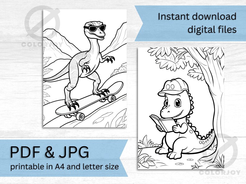 70 Dino Fun Coloring Pages - Kids Coloring, Instant Download, Printable ...