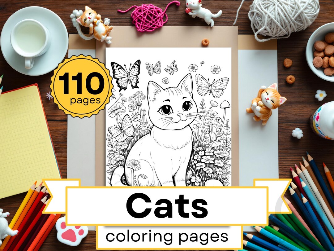 Pawsitively Purrfect: 110 Adorable Cat Coloring Pages - Printable PDF ...