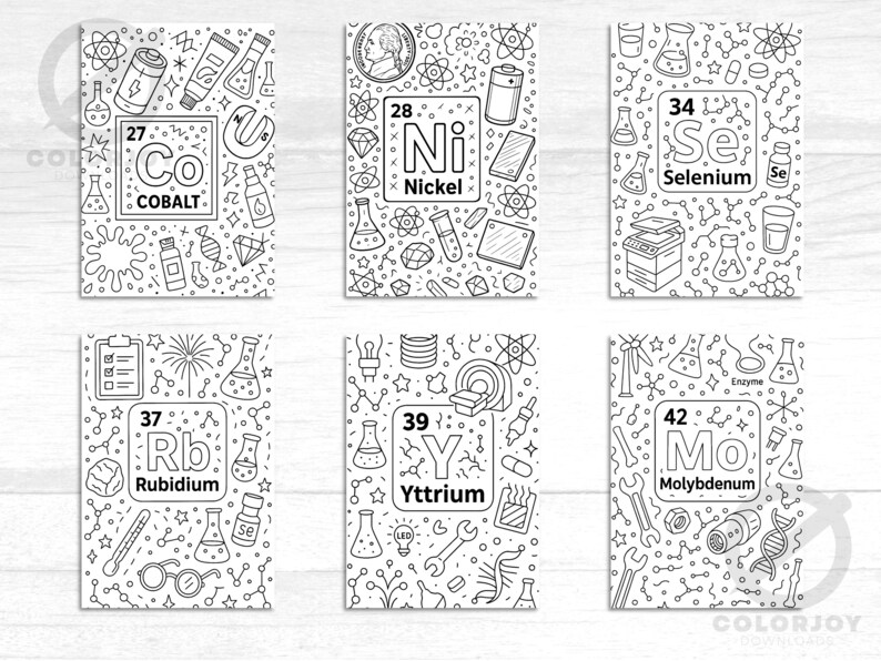 Periodic Table Coloring Pages: Science Chemistry Art (PDF & JPG Instant ...