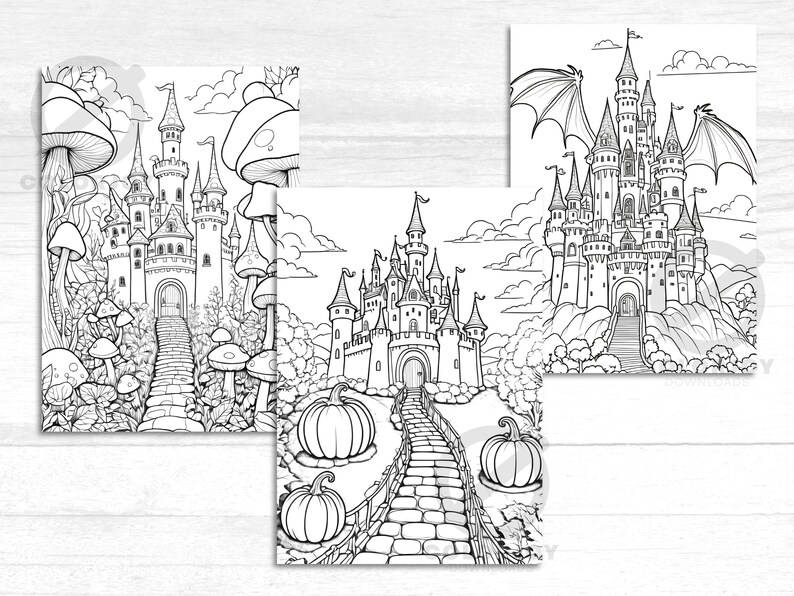 Whimsical Fairy Tale Castles: 50 Coloring Pages for Kids and Adults ...