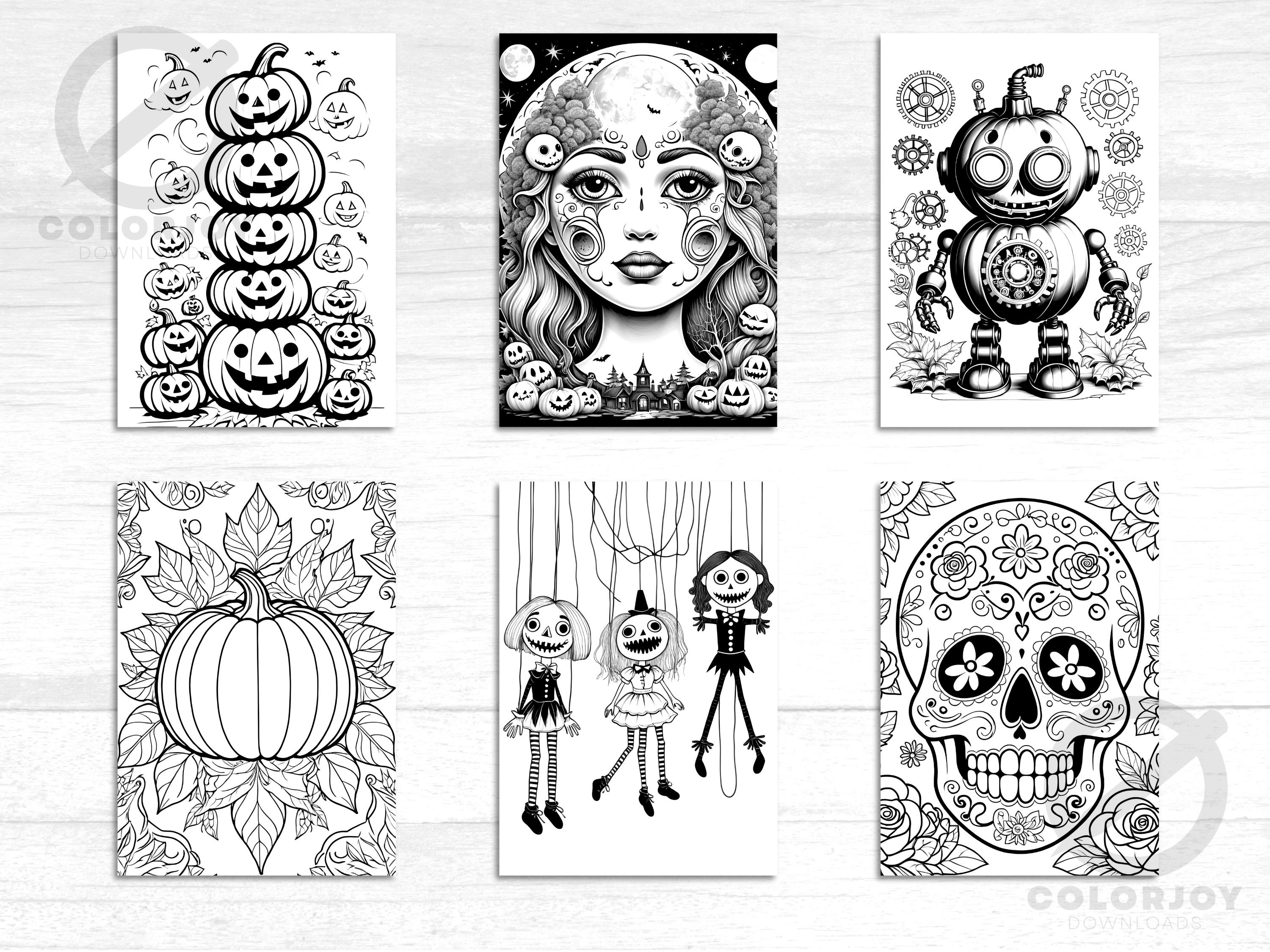 Spooky Season Printable Pack: 124 Halloween Coloring Pages for Adults ...