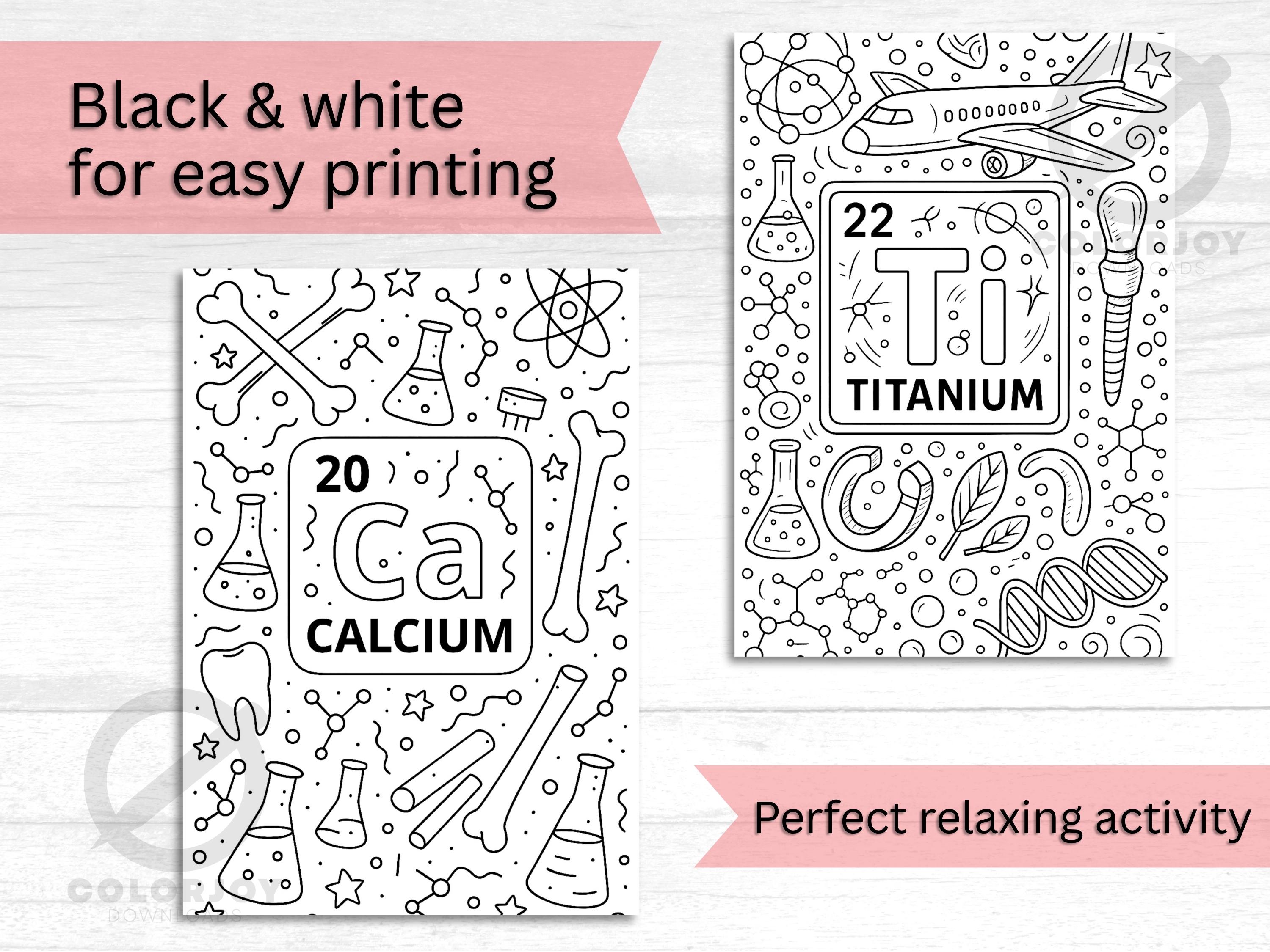 Periodic Table Coloring Pages: Science Chemistry Art (PDF & JPG Instant ...