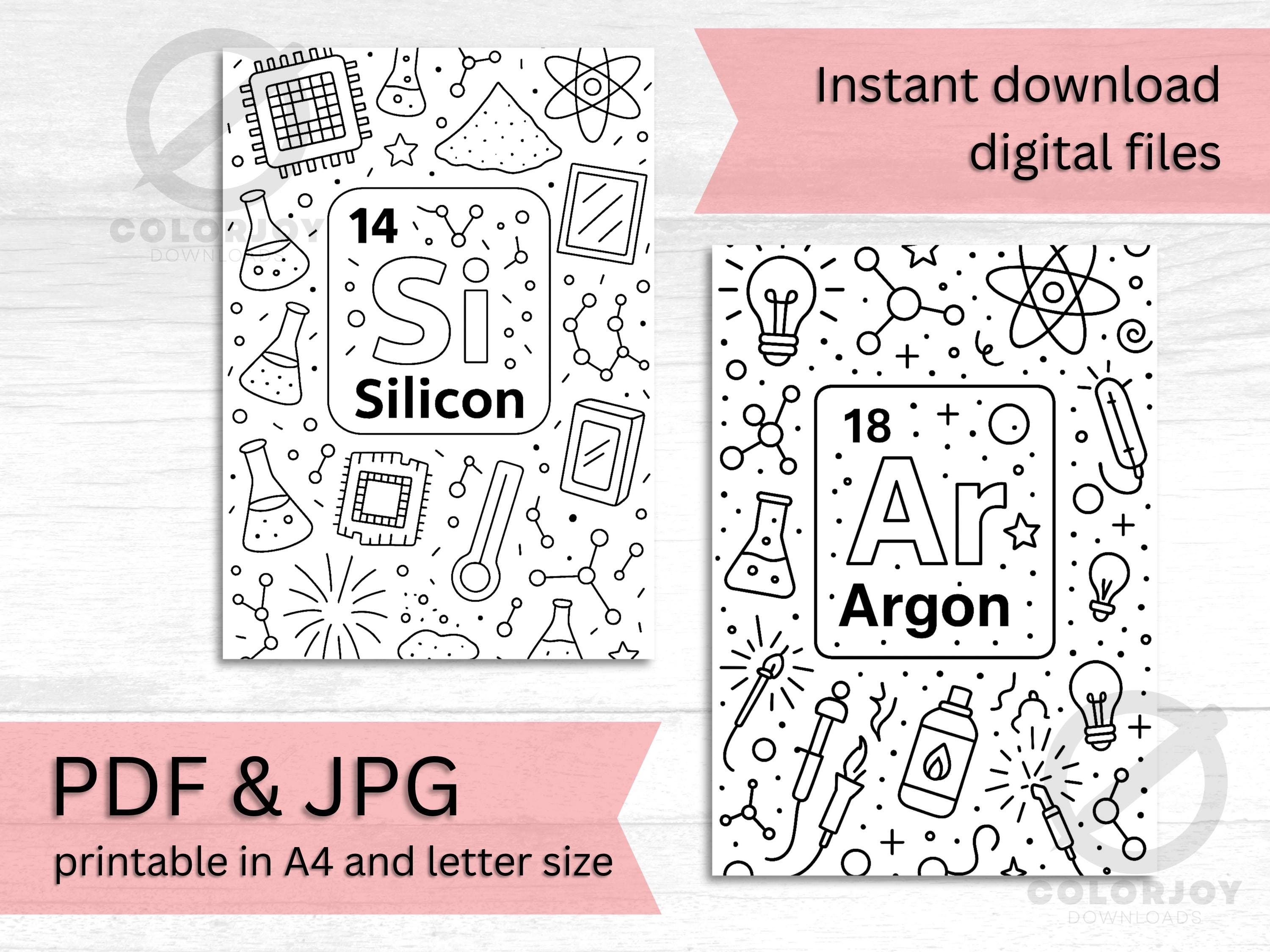 Periodic Table Coloring Pages: Science Chemistry Art (PDF & JPG Instant ...