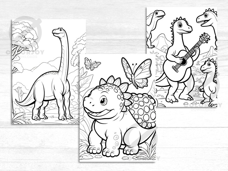 70 Dino Fun Coloring Pages - Kids Coloring, Instant Download, Printable ...