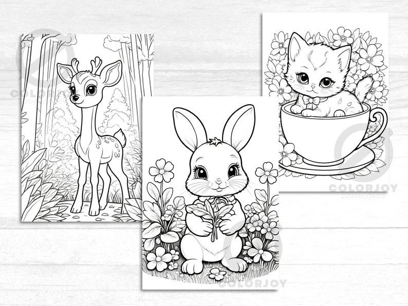 Printable Baby Animal Coloring Pages - Instant Digital Download, Kid ...