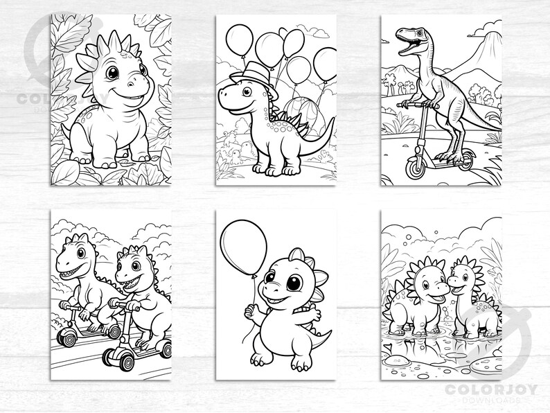 70 Dino Fun Coloring Pages - Kids Coloring, Instant Download, Printable ...
