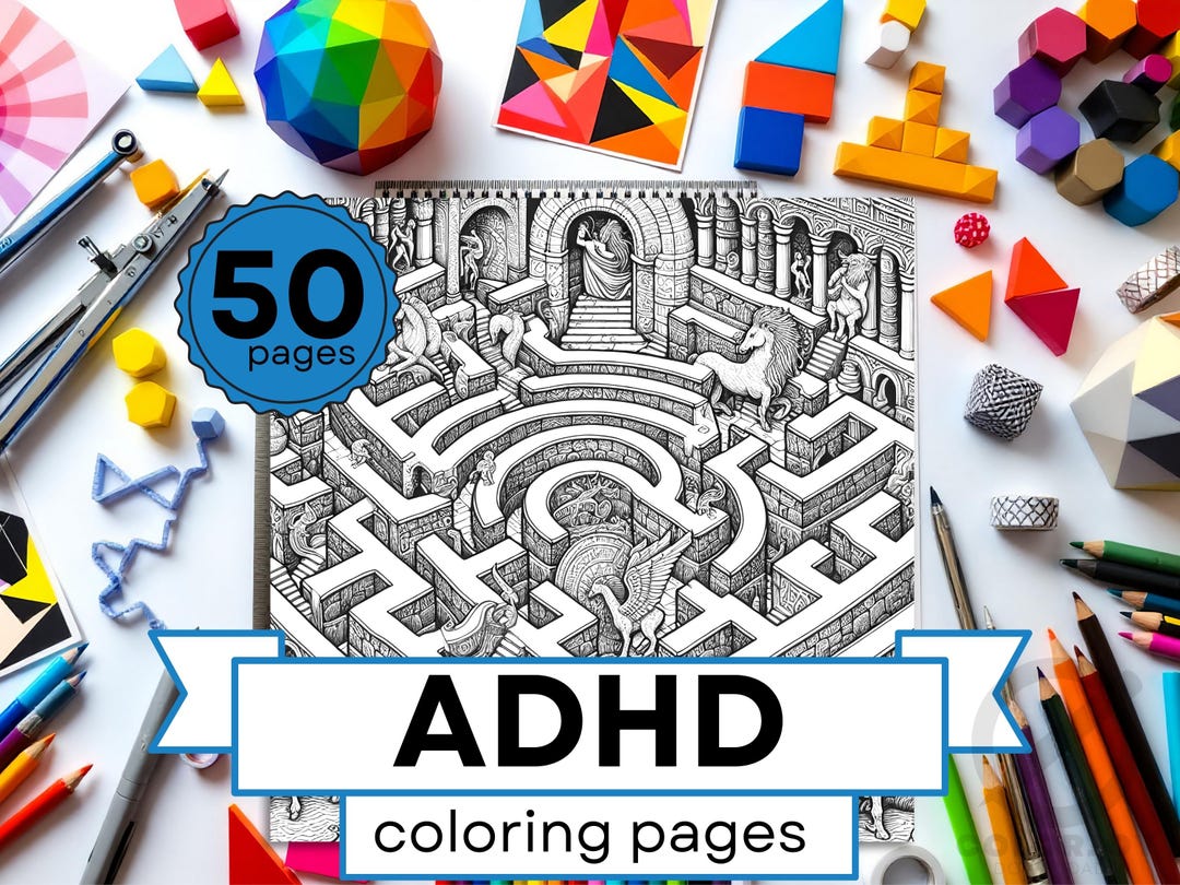 50 ADHD Coloring Pages- Adult and Kids Coloring, Instant Download ...