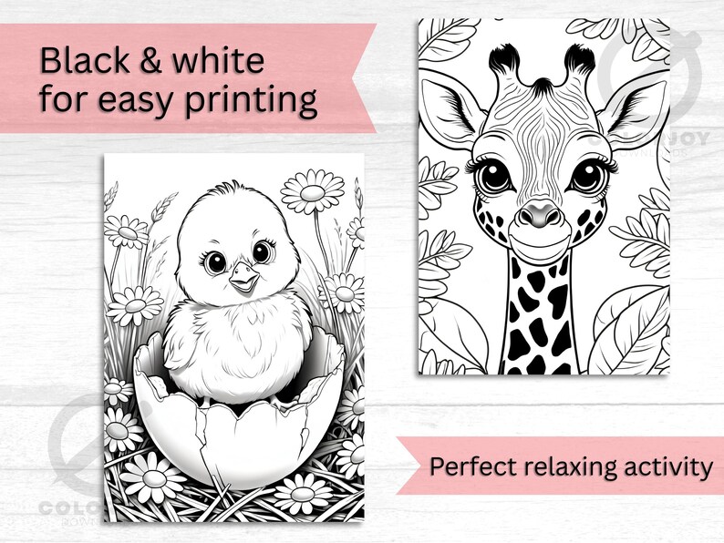 Printable Baby Animal Coloring Pages - Instant Digital Download, Kid ...