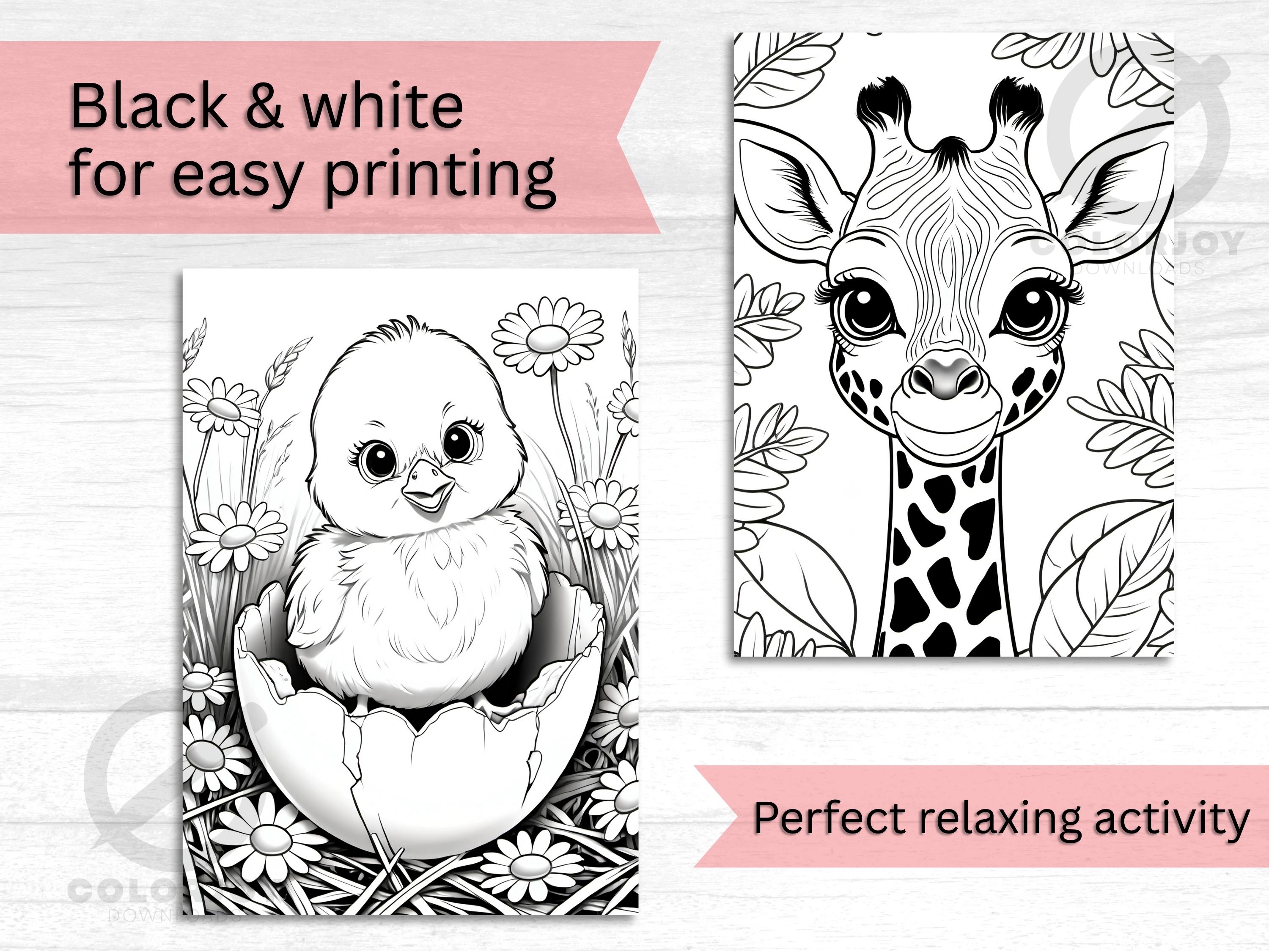 Printable Baby Animal Coloring Pages - Instant Digital Download, Kid ...