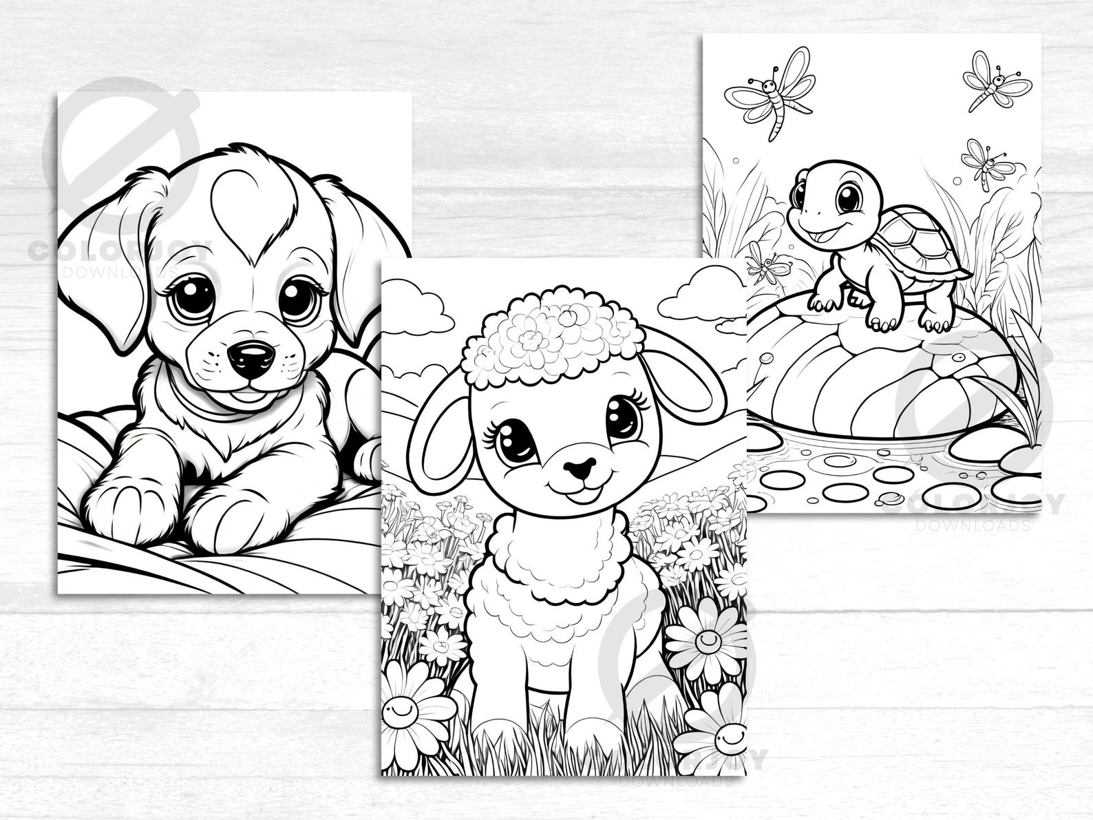 Printable Baby Animal Coloring Pages - Instant Digital Download, Kid ...