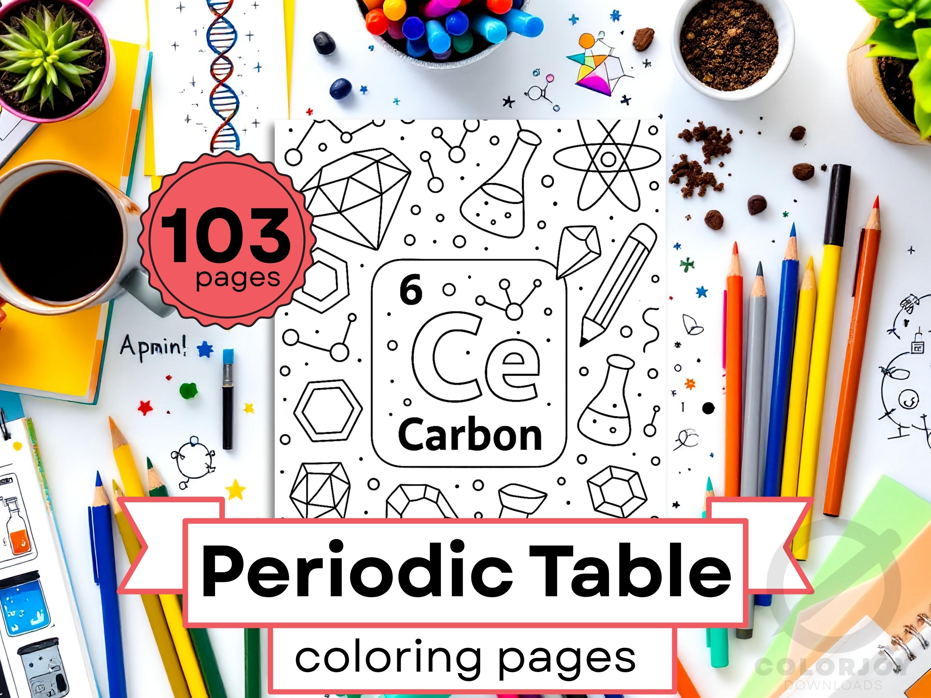 Periodic Table Coloring Pages: Science Chemistry Art (PDF & JPG Instant ...