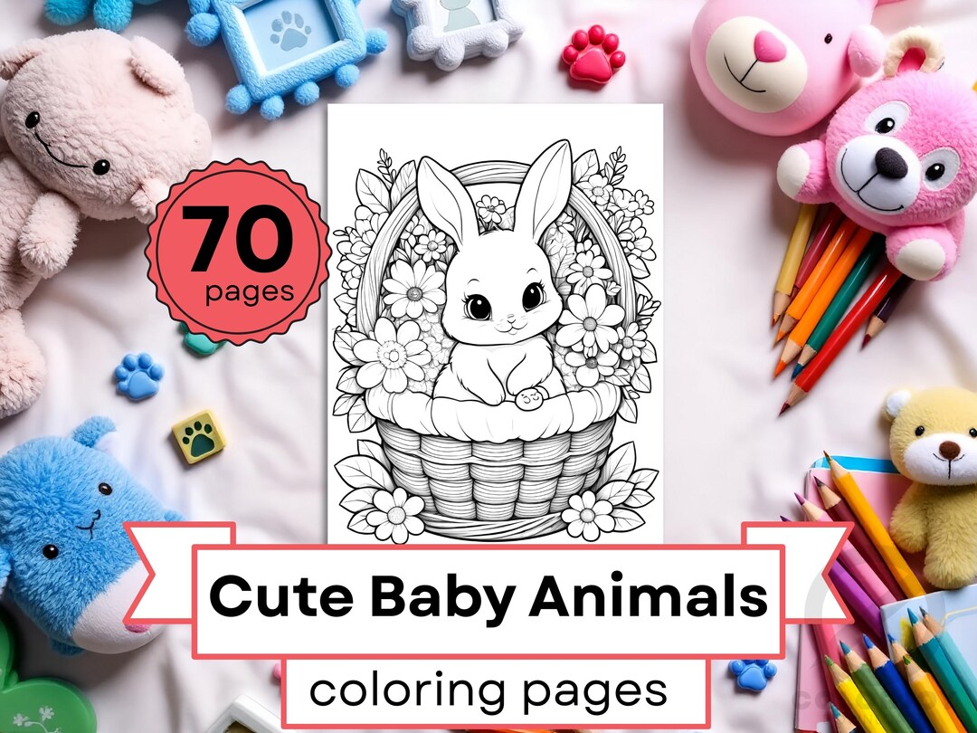 Printable Baby Animal Coloring Pages - Instant Digital Download, Kid ...