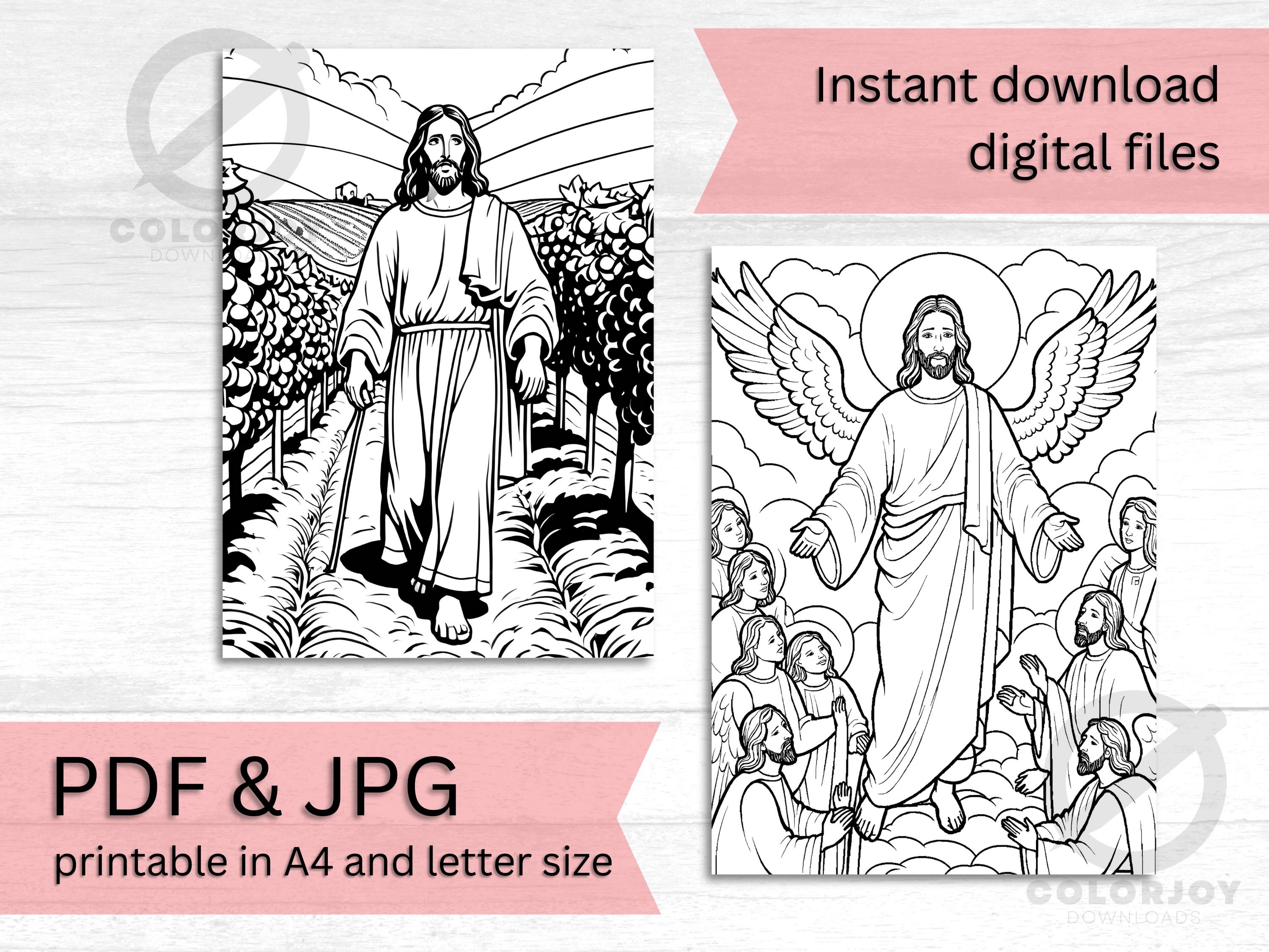 50 Jesus Coloring Pages: Printable Christian Activity (PDF & JPG) - Etsy