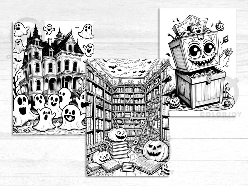 Spooky Season Printable Pack: 124 Halloween Coloring Pages for Adults ...