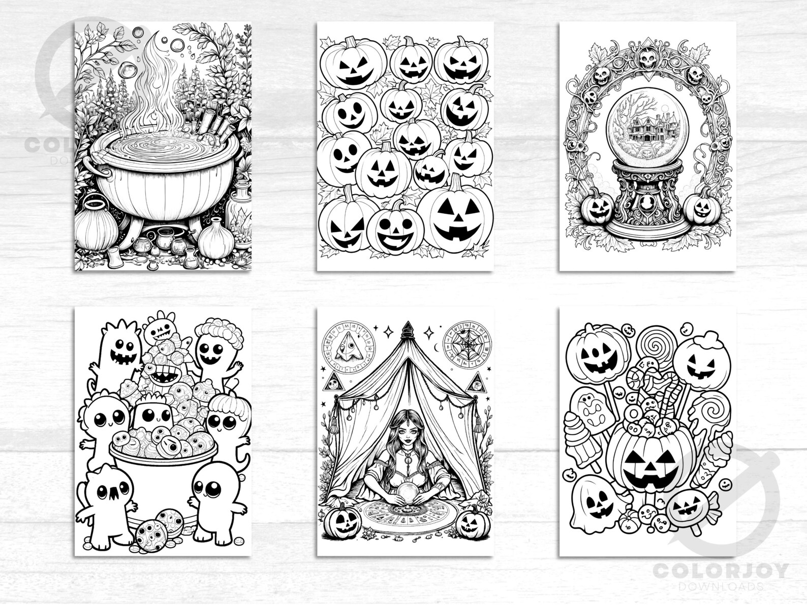 Spooky Season Printable Pack: 124 Halloween Coloring Pages for Adults ...