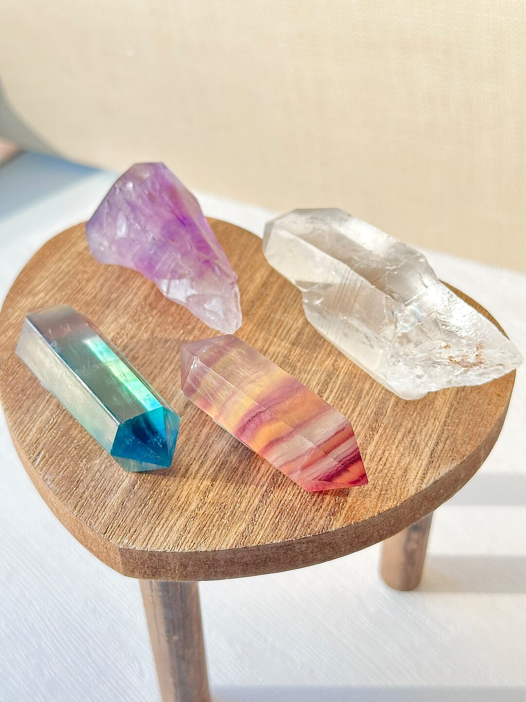 Mini Quartz Bundle | Amethyst | Candy Fluorite | Lemurian Quartz Points ...