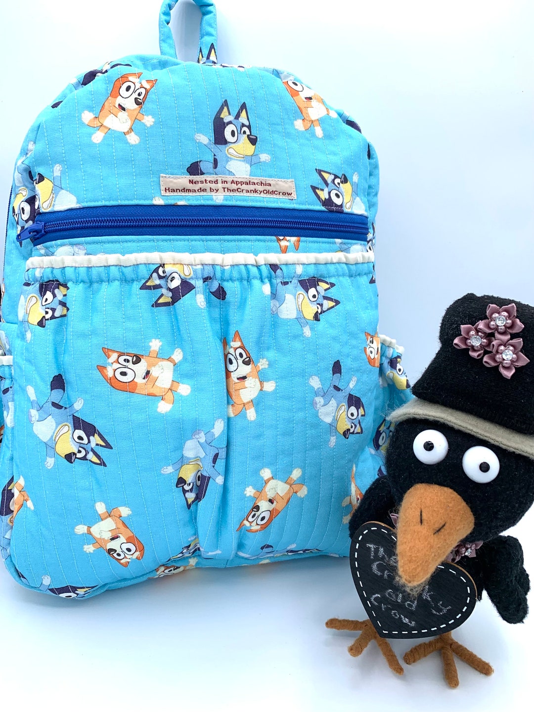 Bluey and Bingo Backpack Blue Zipper Handmade in the USA Using Solar ...