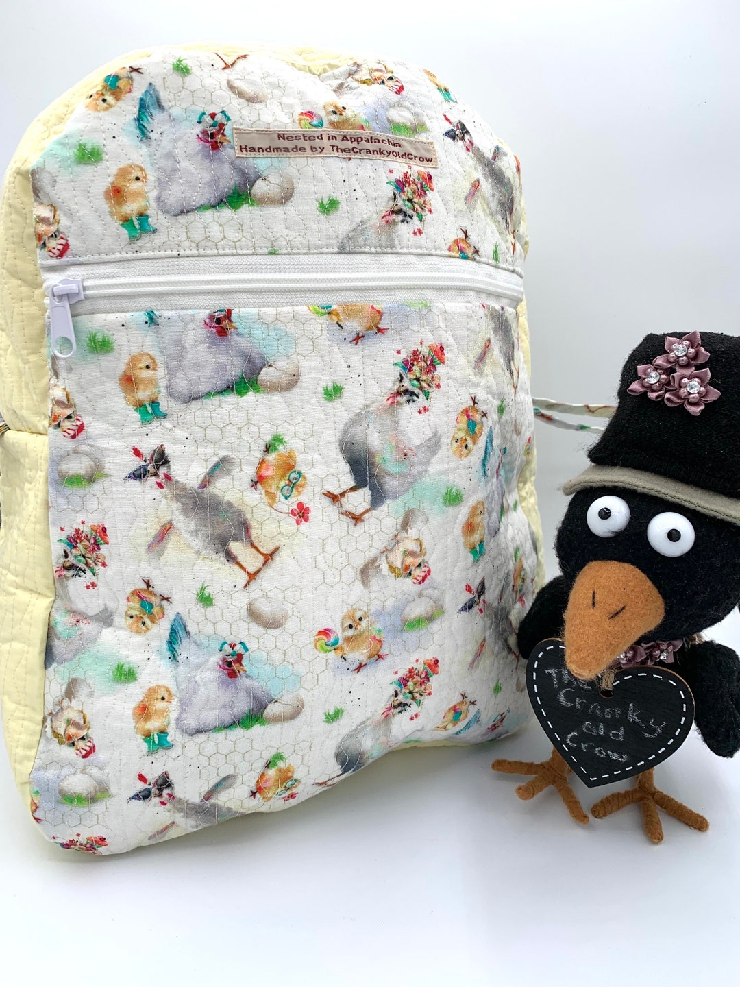 Quilted Handmade Chickens in Sunglasses Backpack. Handmade in the USA ...