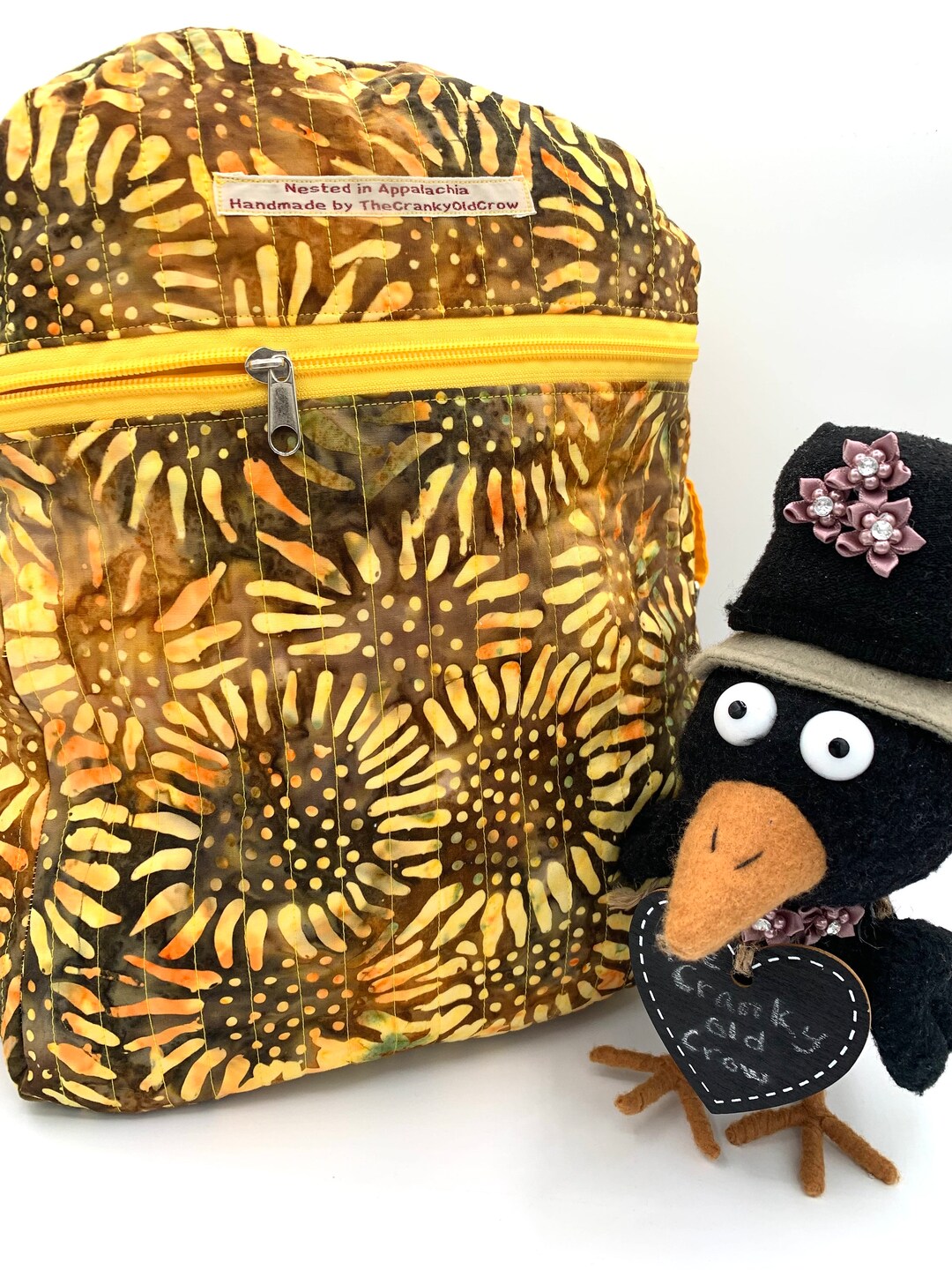 Quilted Handmade Batik Sunflower Backpack. Handmade in the USA by the ...