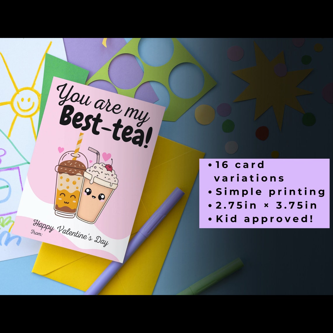 PRINTABLE Valentines Cards, Kids Valentines Card, Kawaii Valentines ...