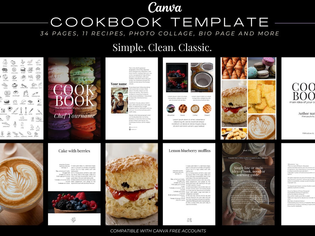 Cookbook Template | Recipe Book Template | Editable Canva Ebook ...