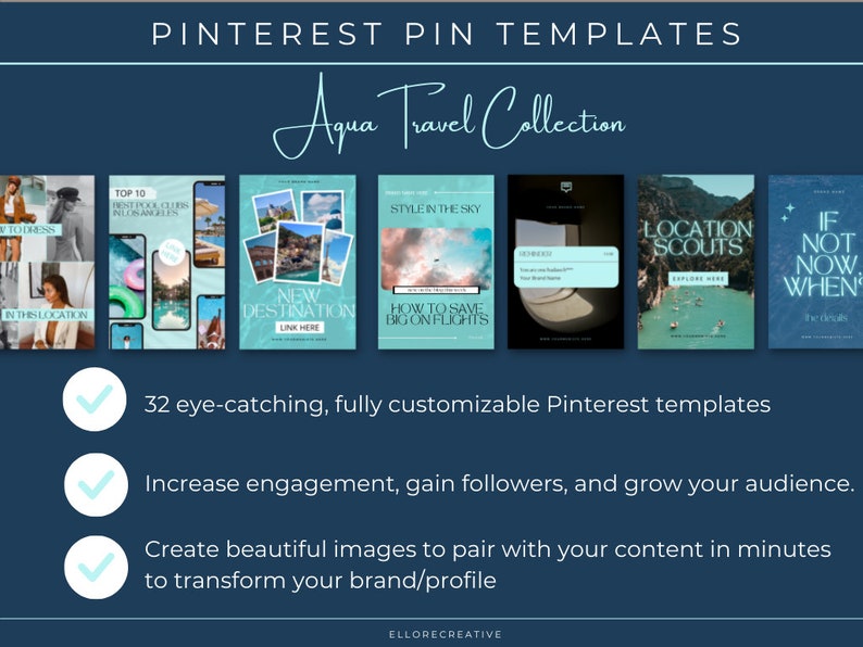 32 Pinterest Templates Canva Aqua Travel Collection Blogger - Etsy 32 Pinterest Templates Canva Aqua Travel Collection Blogger - Etsy