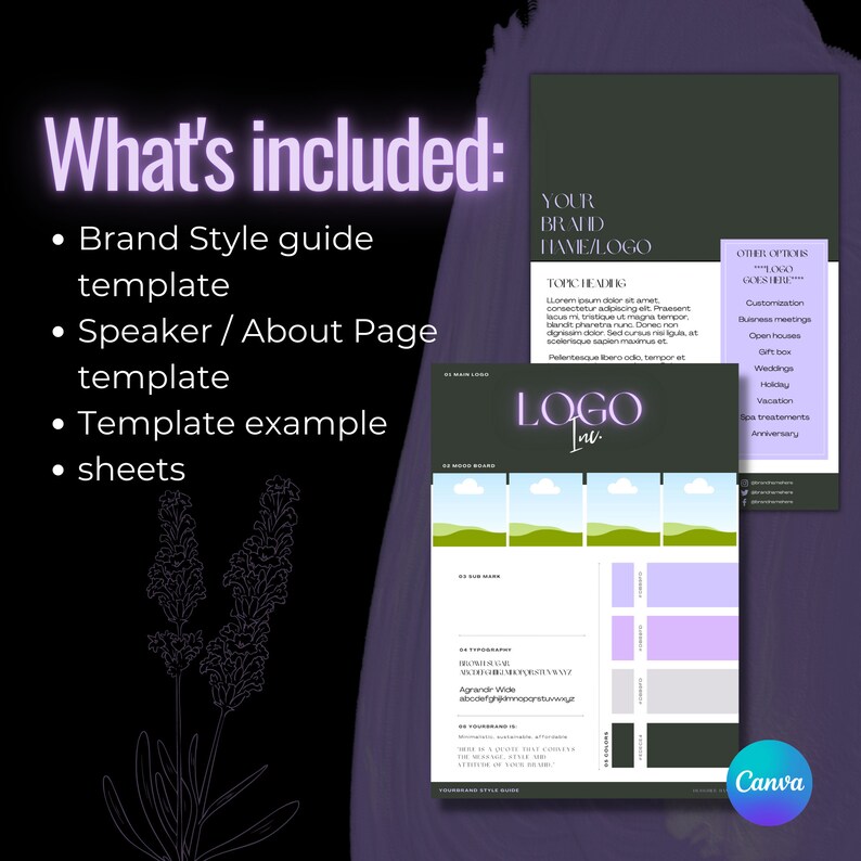 Brand Kit Template | Mini Style Guide Template | Premade Branding Kit ...