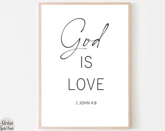 GOD is LOVE 1 John 4:8 Bible Verse Art PRINT Multiple Sizes Christian ...