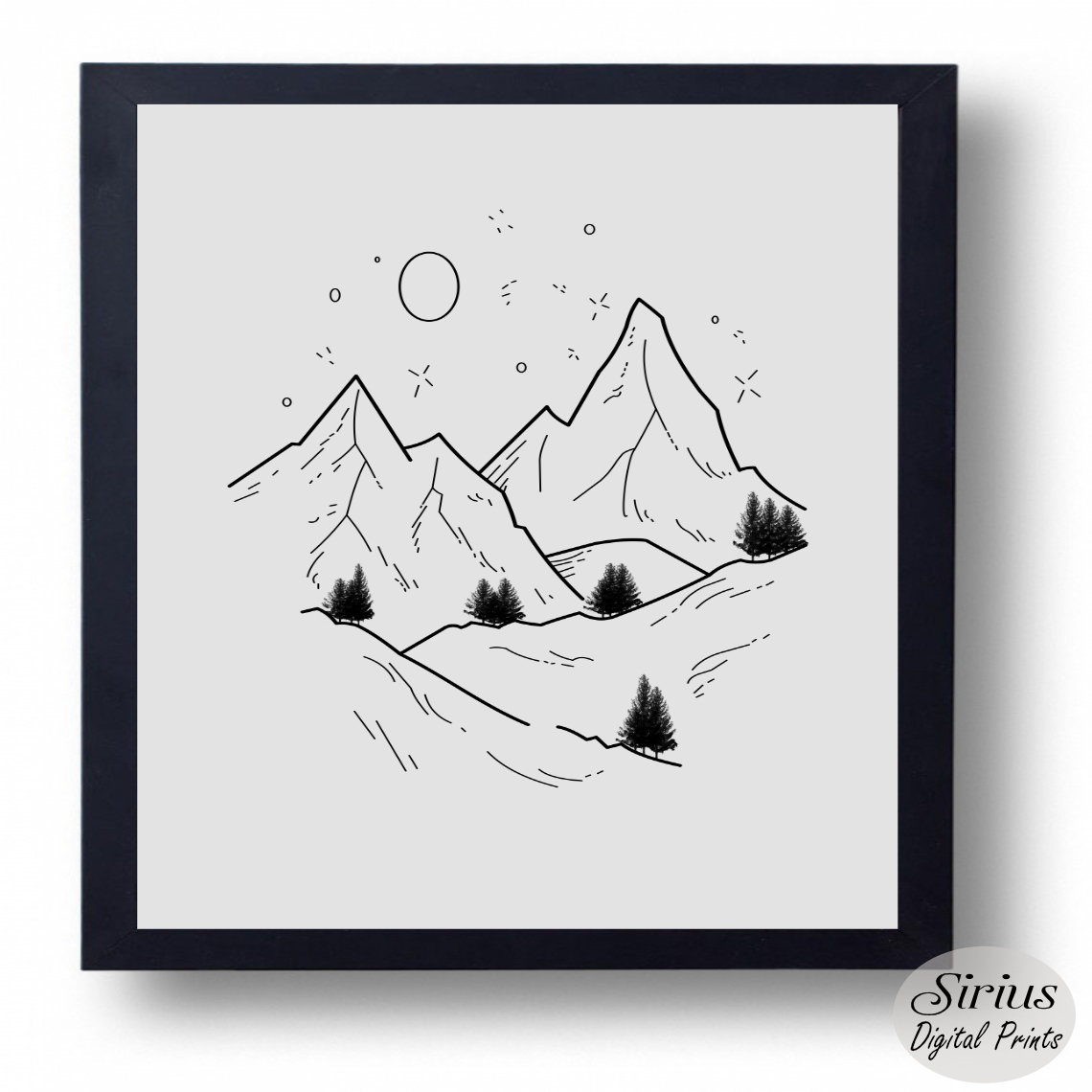 Minimalist Mountain Line Art , Printable Wall Art, Digital Download ...