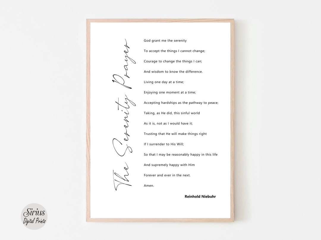 The Serenity Prayer,bible Verse Print,long Version,christian Scripture ...