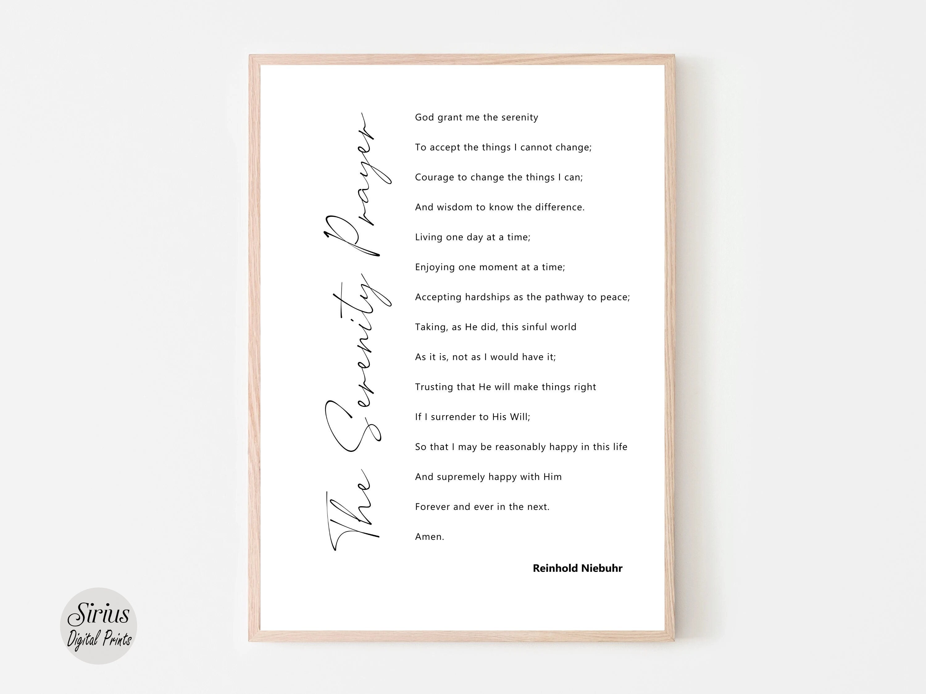 The Serenity Prayer,bible Verse Print,long Version,christian Scripture ...