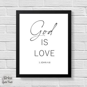 Christian Wall Art,god is Love,bible Verse Print,1 John 4:8,poster ...