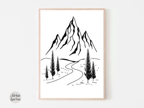 Minimalist Mountain Line Art Printable Wall Art Digital - Etsy