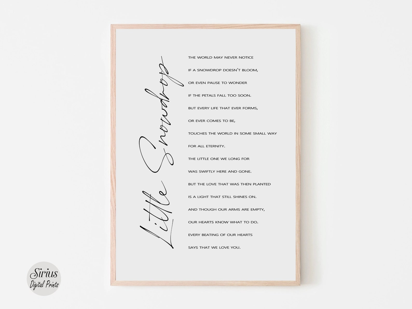 Baby Loss Poem Little Snowdrop Poem Miscarriage Print - Etsy UK