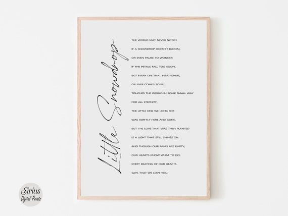 Baby Loss Poem Little Snowdrop Poem Miscarriage Print - Etsy UK