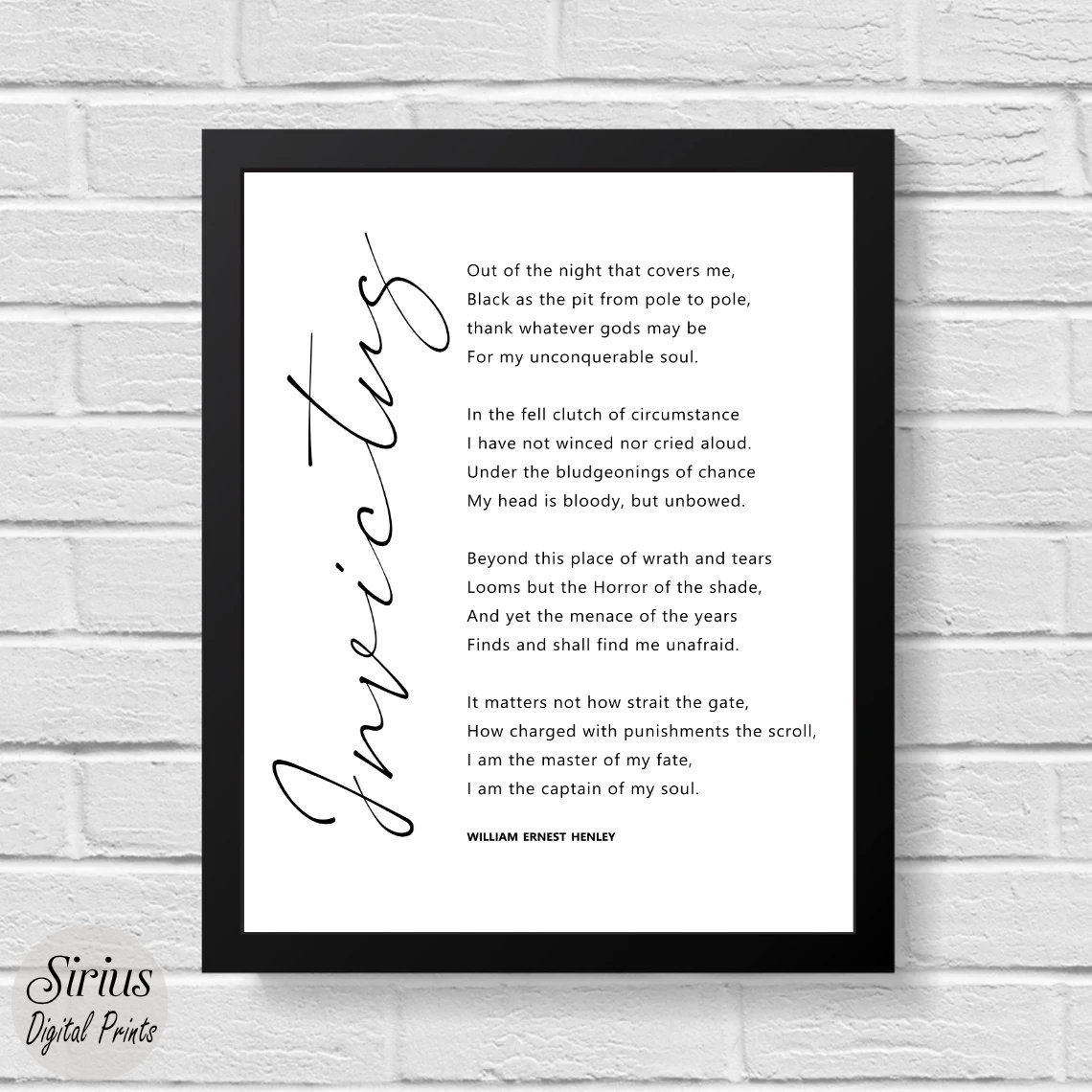 Invictus Poem,william Ernest Henley,motivational Quote,inspirational ...