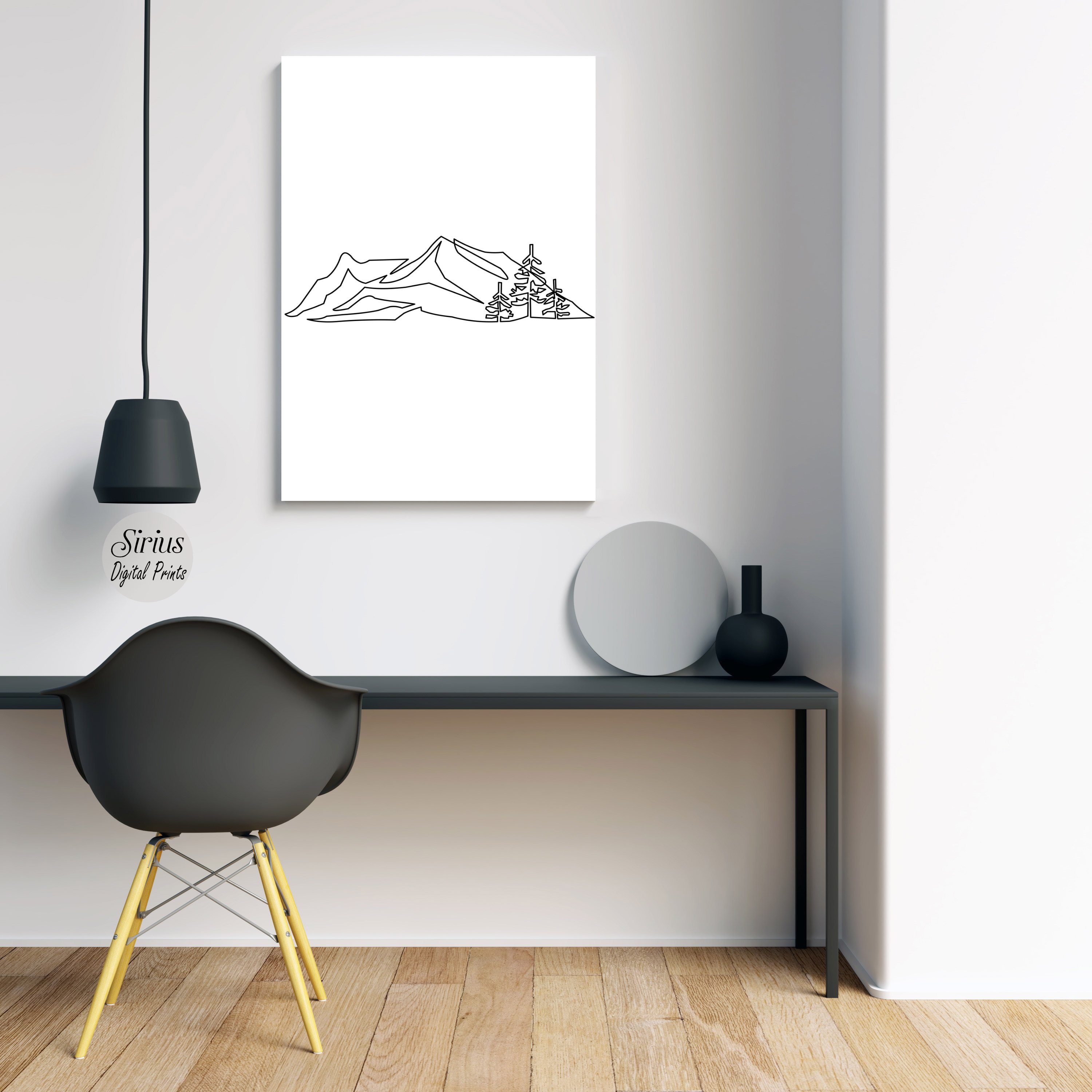 Minimalist Mountain Line Art, Printable Wall Art, Digital Download ...