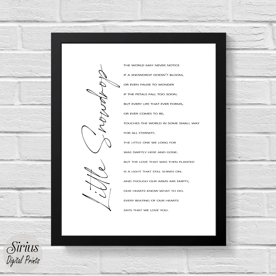 Baby Loss Poem Little Snowdrop Poem Miscarriage Print - Etsy Australia