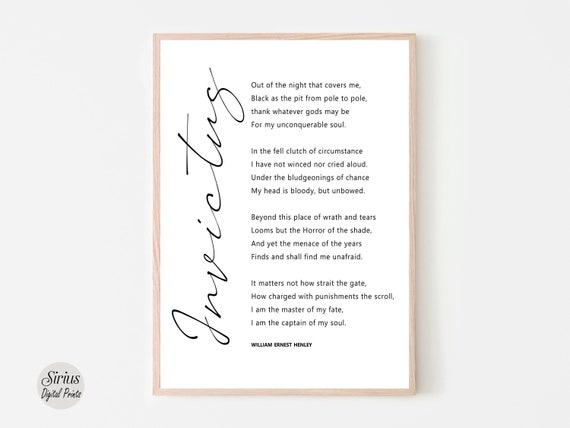 Invictus Poemwilliam Ernest Henleymotivational - Etsy