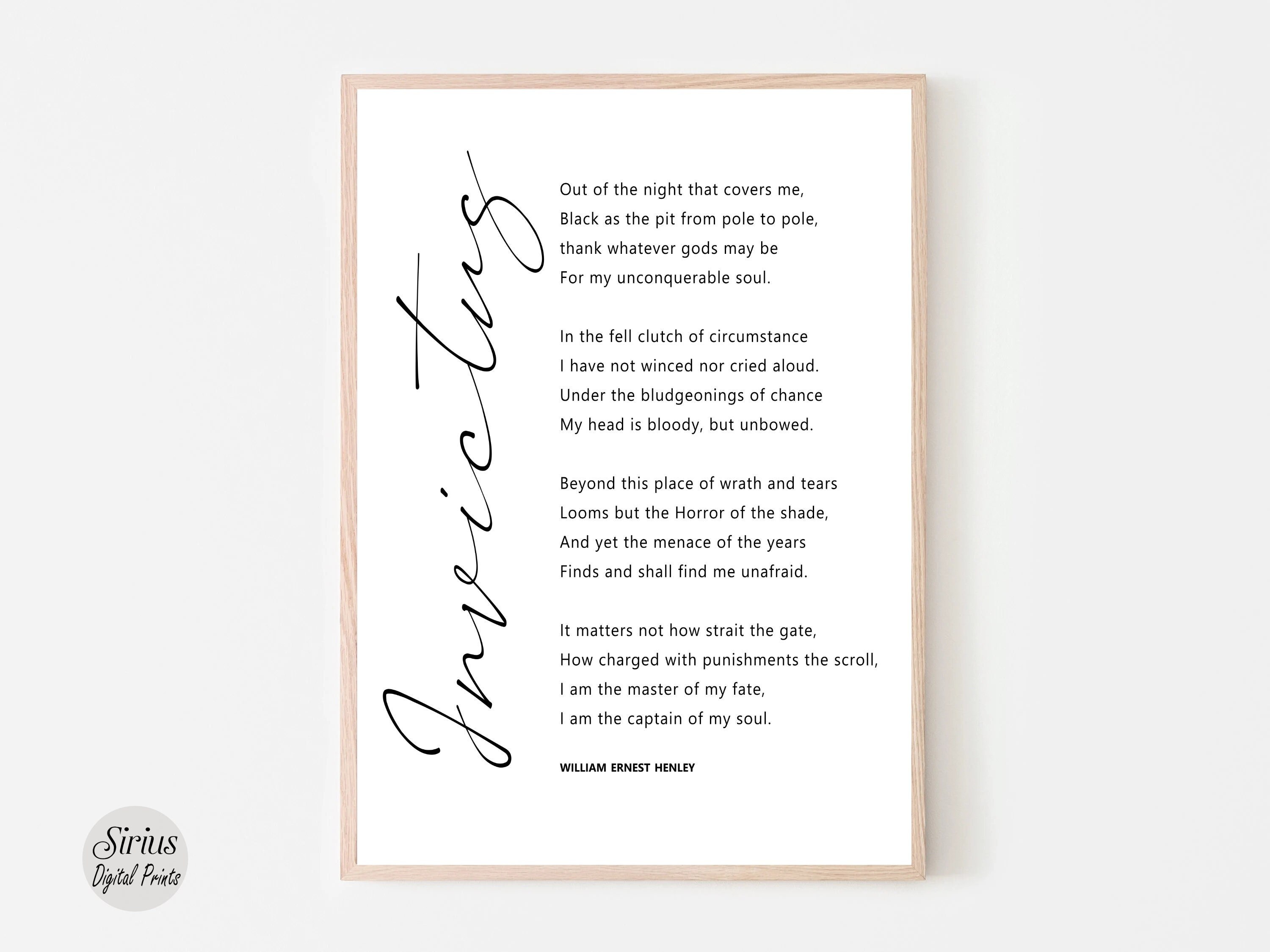 Invictus Poem,william Ernest Henley,motivational Quote,inspirational ...