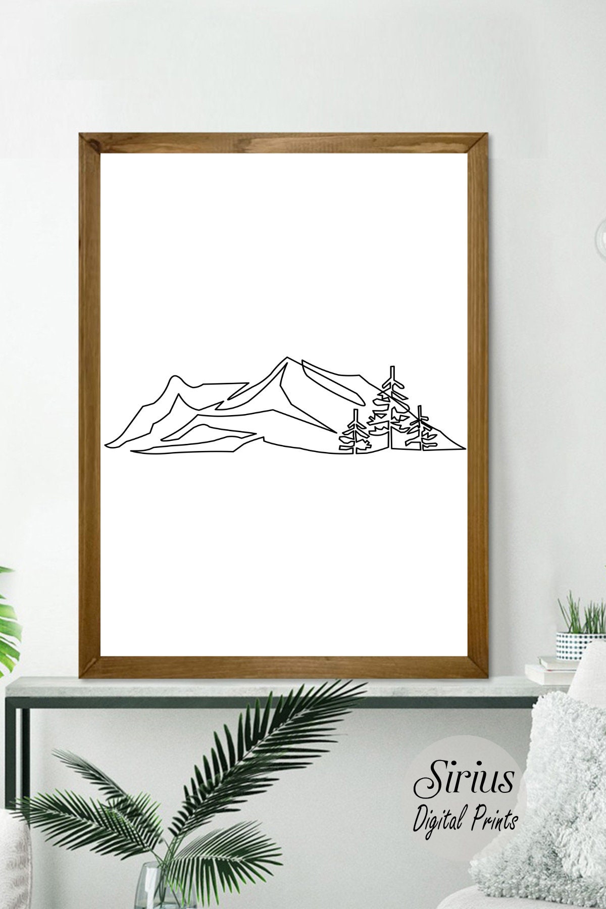 Minimalist Mountain Line Art, Printable Wall Art, Digital Download ...