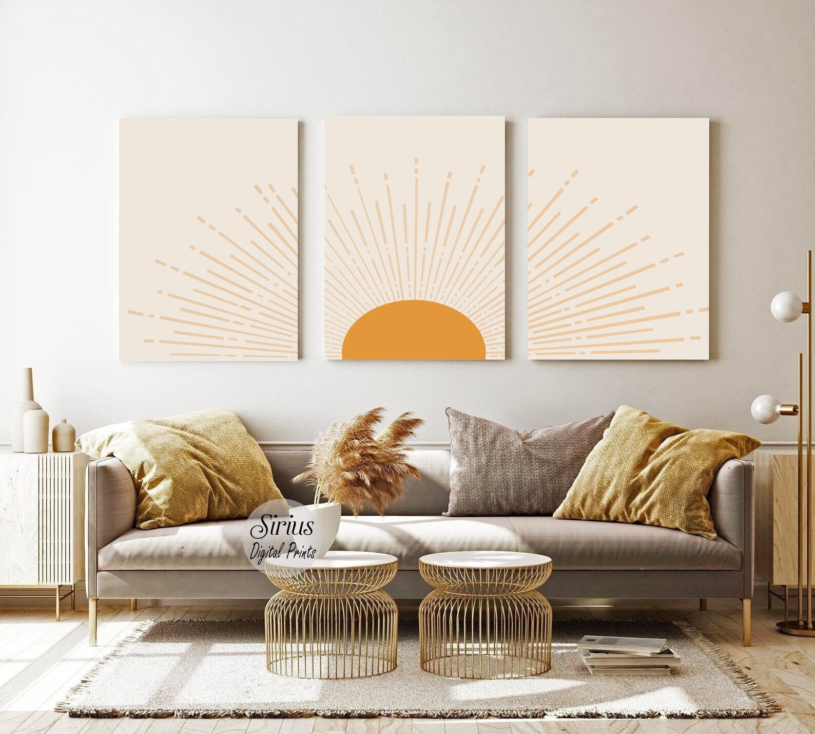 Retro Sunset Print Terracotta Sun Poster Set of 3 Prints - Etsy