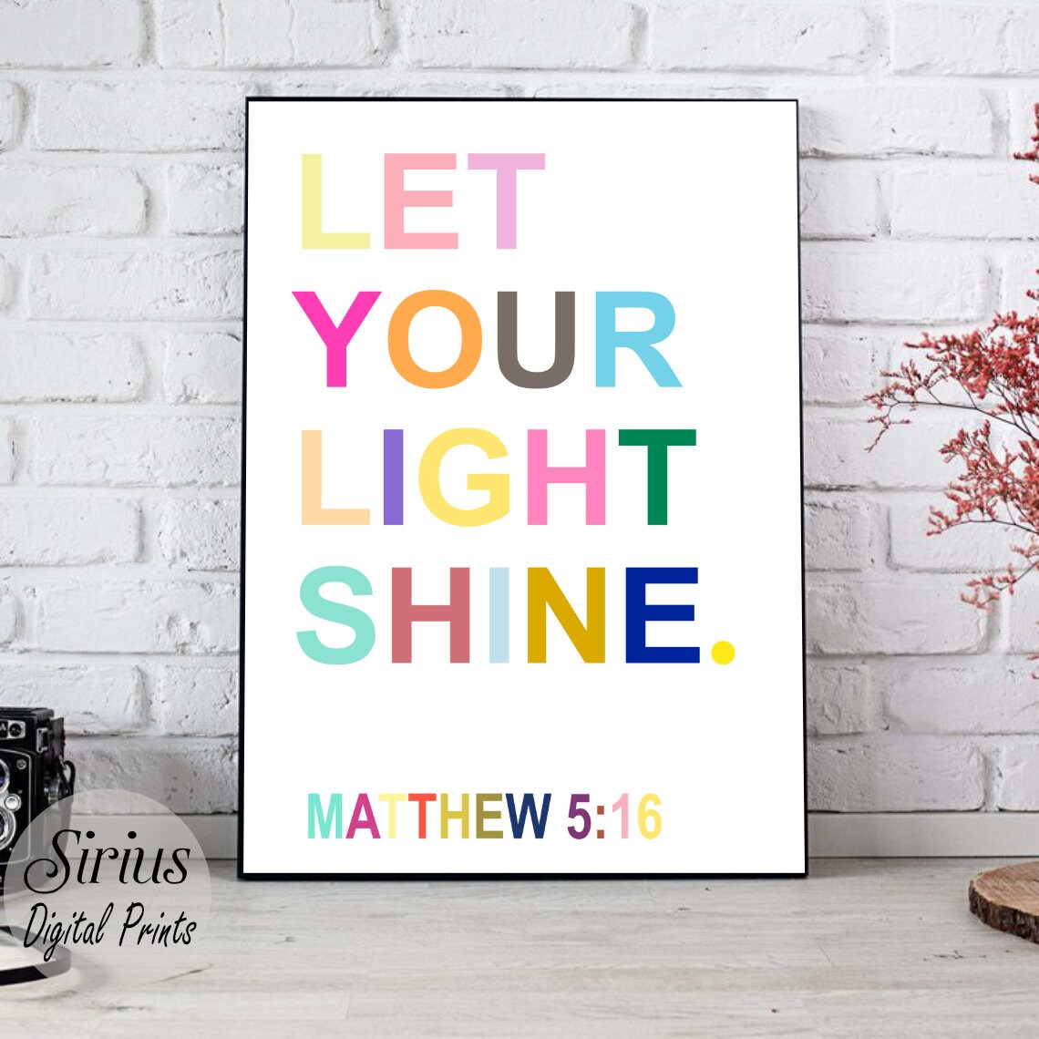 Let Your Light Shine,bible Verse for Kids,christian Prints,colorful ...