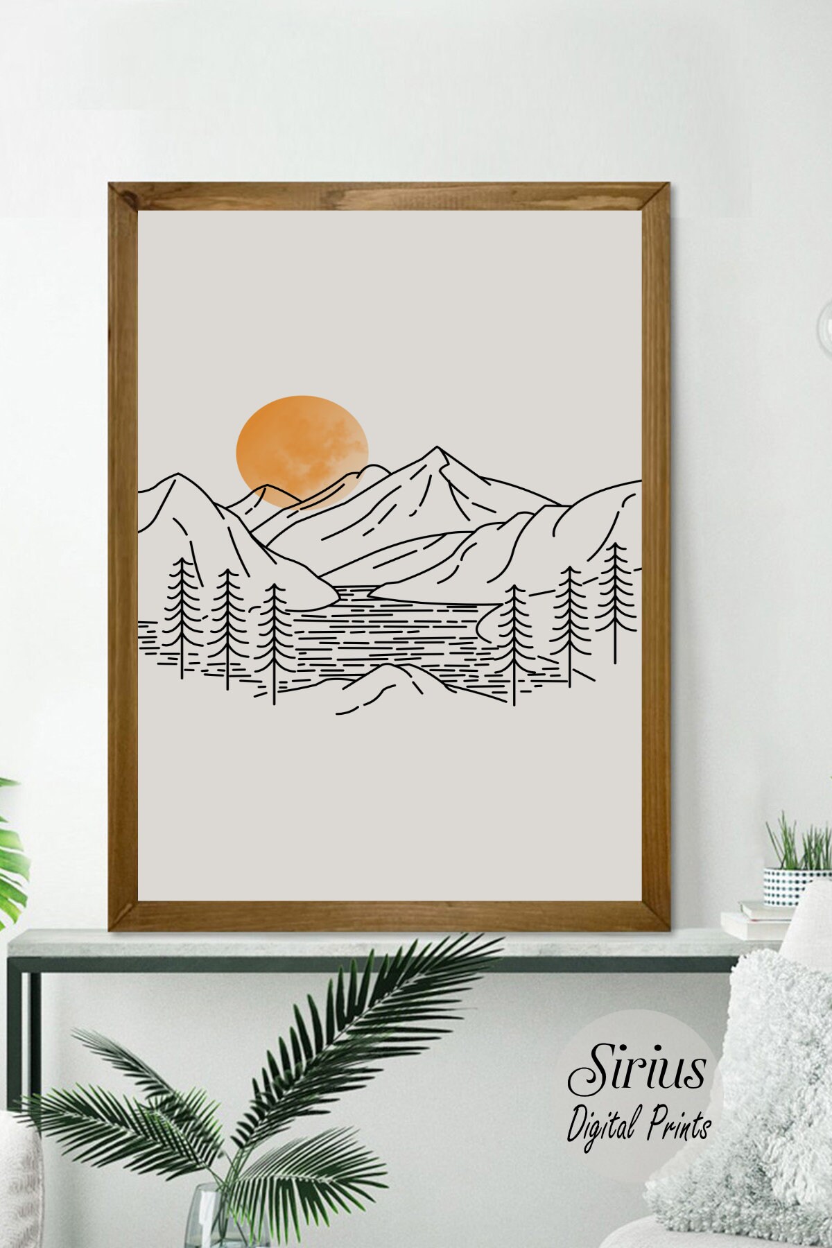 Minimalist Mountain Line Art, Digital Download, Landscape Prints, Large ...