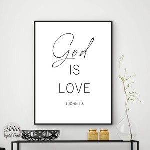 Christian Wall Art,god is Love,bible Verse Print,1 John 4:8,poster ...
