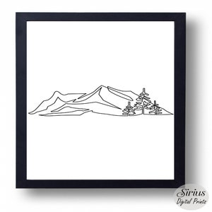 Minimalist Mountain Line Art, Printable Wall Art, Digital Download ...