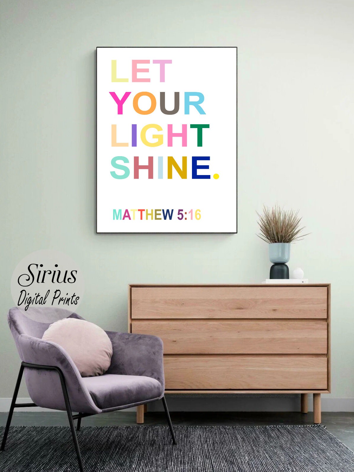 Let Your Light Shine,bible Verse for Kids,christian Prints,colorful ...