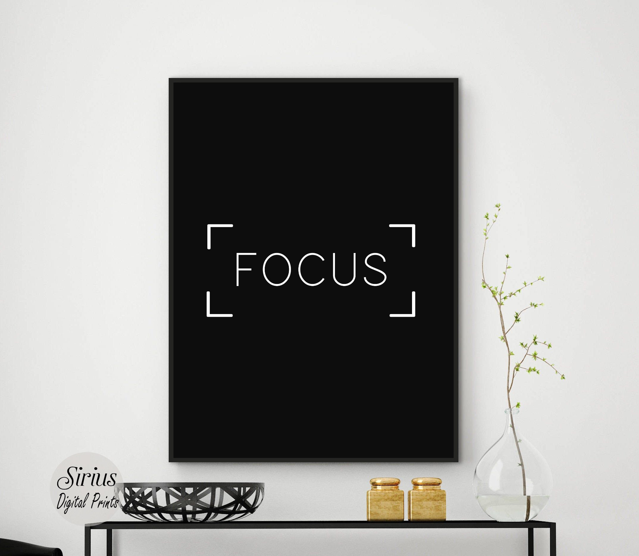 Focus Home Office Wall Decor Minimalist Motivational - Etsy