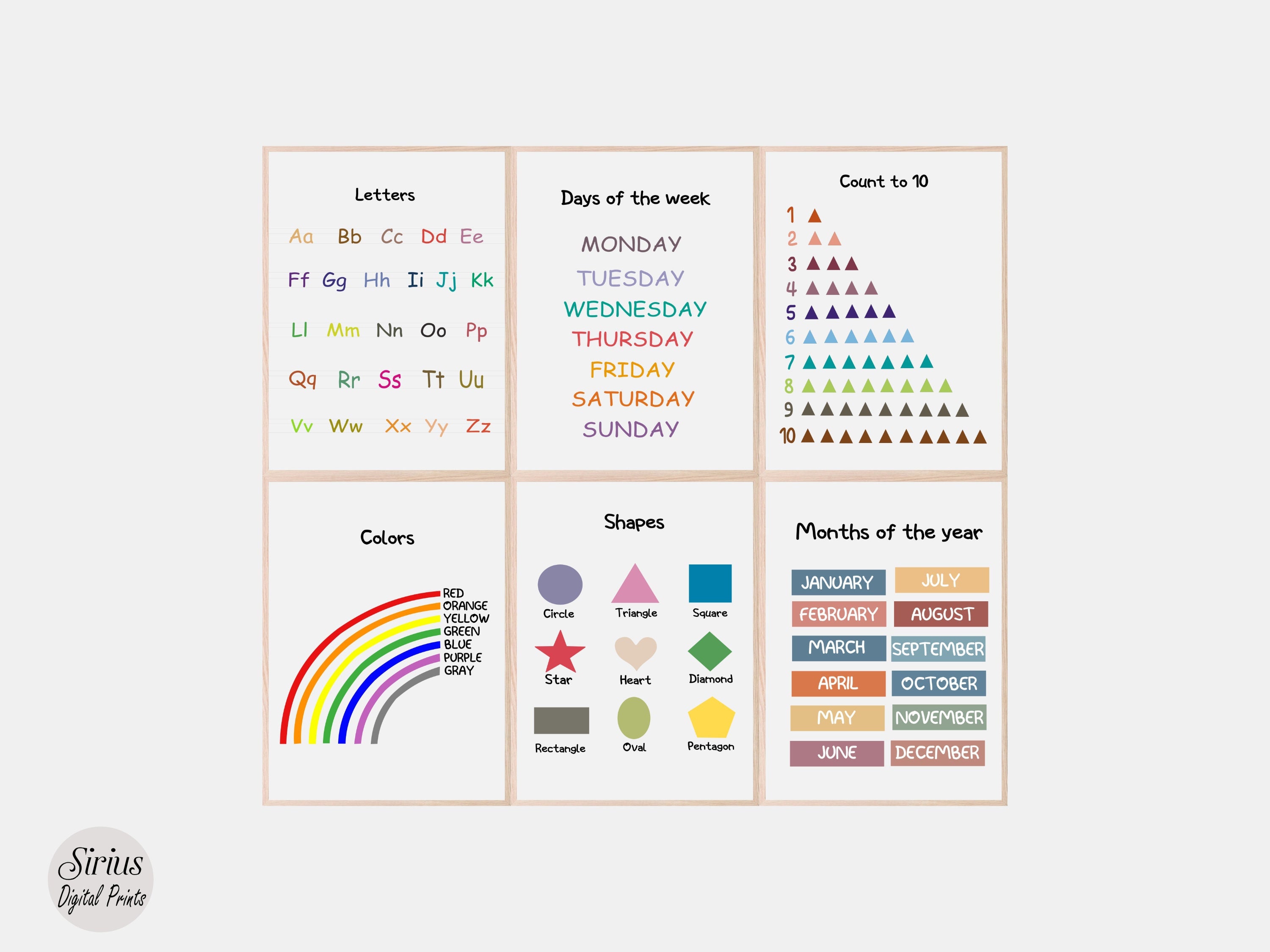 Rainbow Educational Posters6 Homeschool Printsalphabet - Etsy