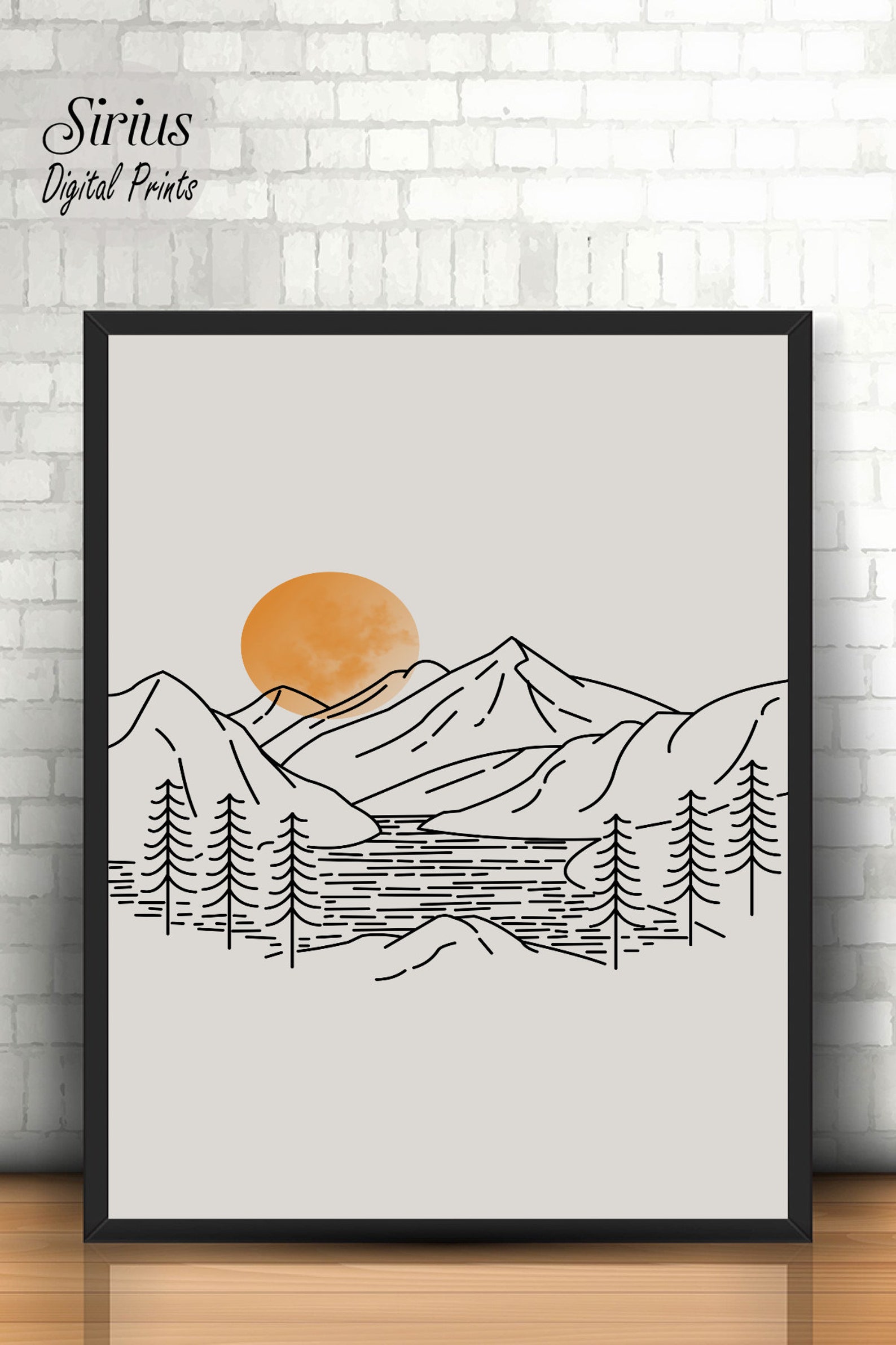 Minimalist Mountain Line Art, Digital Download, Landscape Prints, Large ...